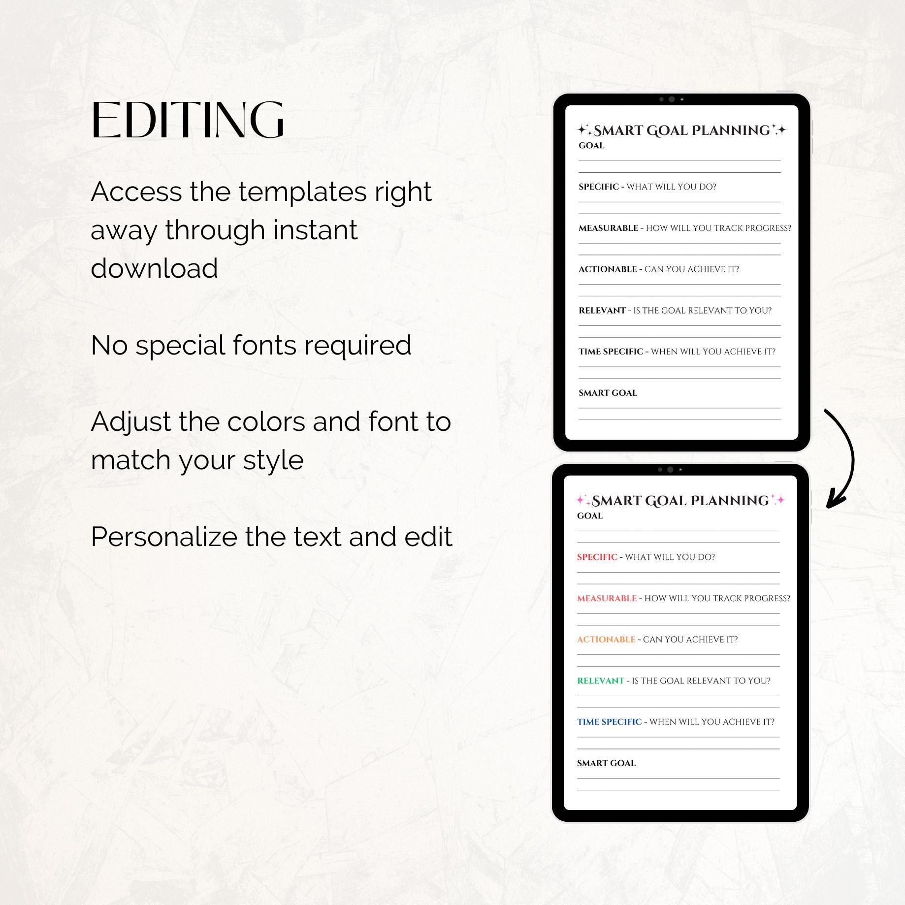 Smart Goal Planning Worksheets Canva Template, Goal Setting for Teens ...
