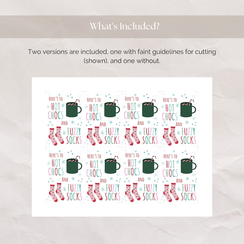 Printable Hot Chocs and Fuzzy Socks Tag Fuzzy Socks Christmas - Etsy