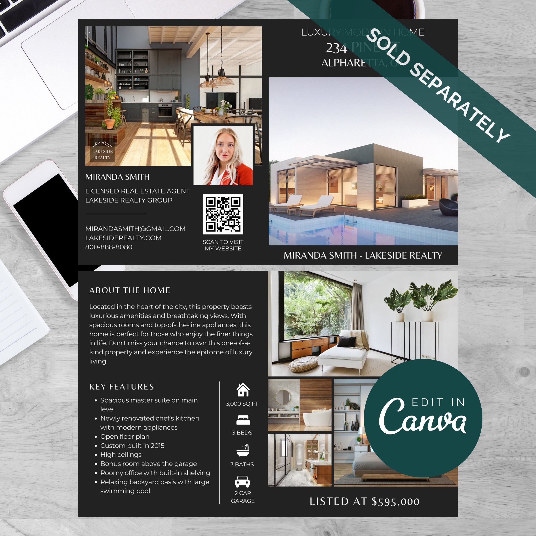 Real Estate Property Brochure Feature List Canva Template 4 Page ...