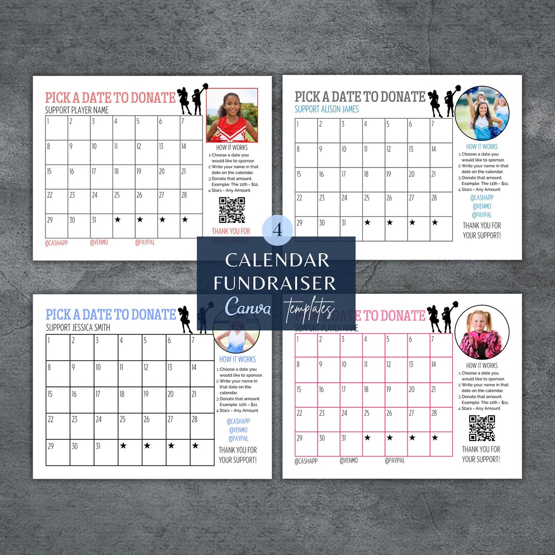Pick A Date to Donate Cheer Calendar Fundraiser Template, Cheer ...