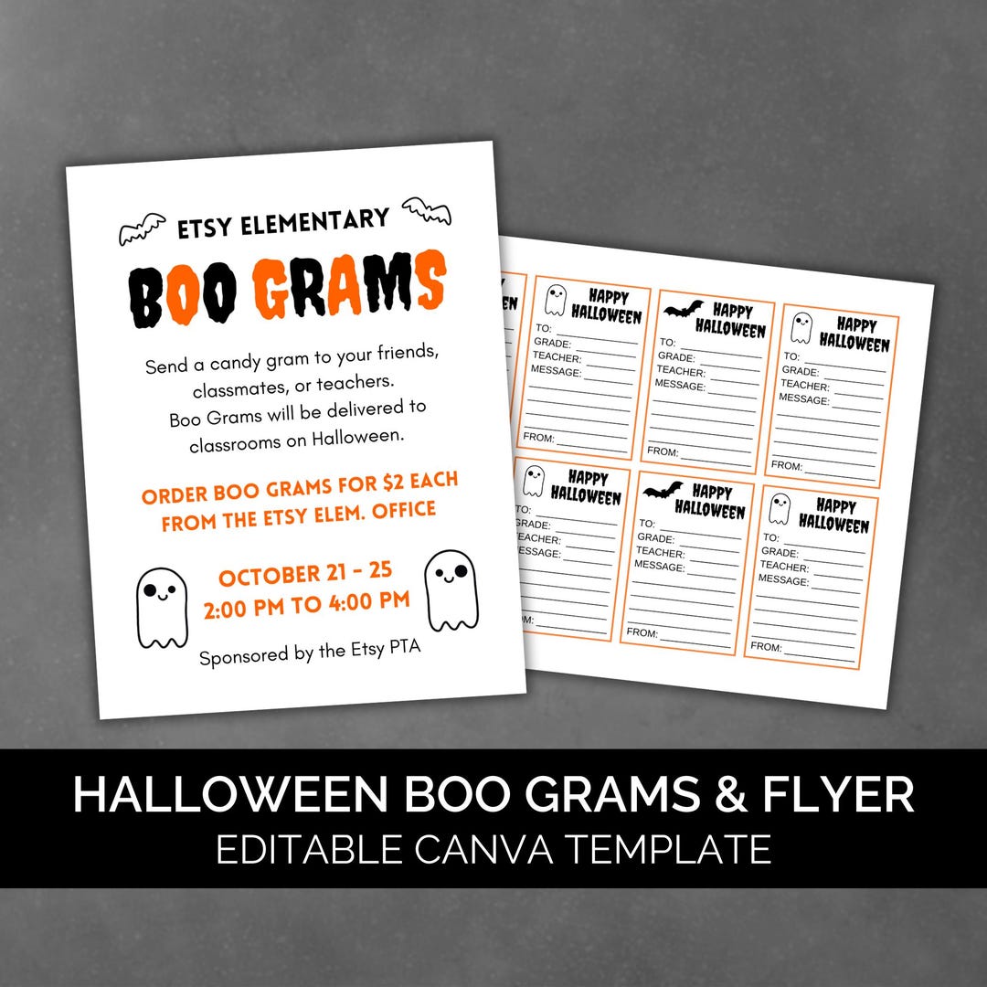 Halloween Boo Grams Flyer Canva Template, Halloween Candy Gram Flyer ...