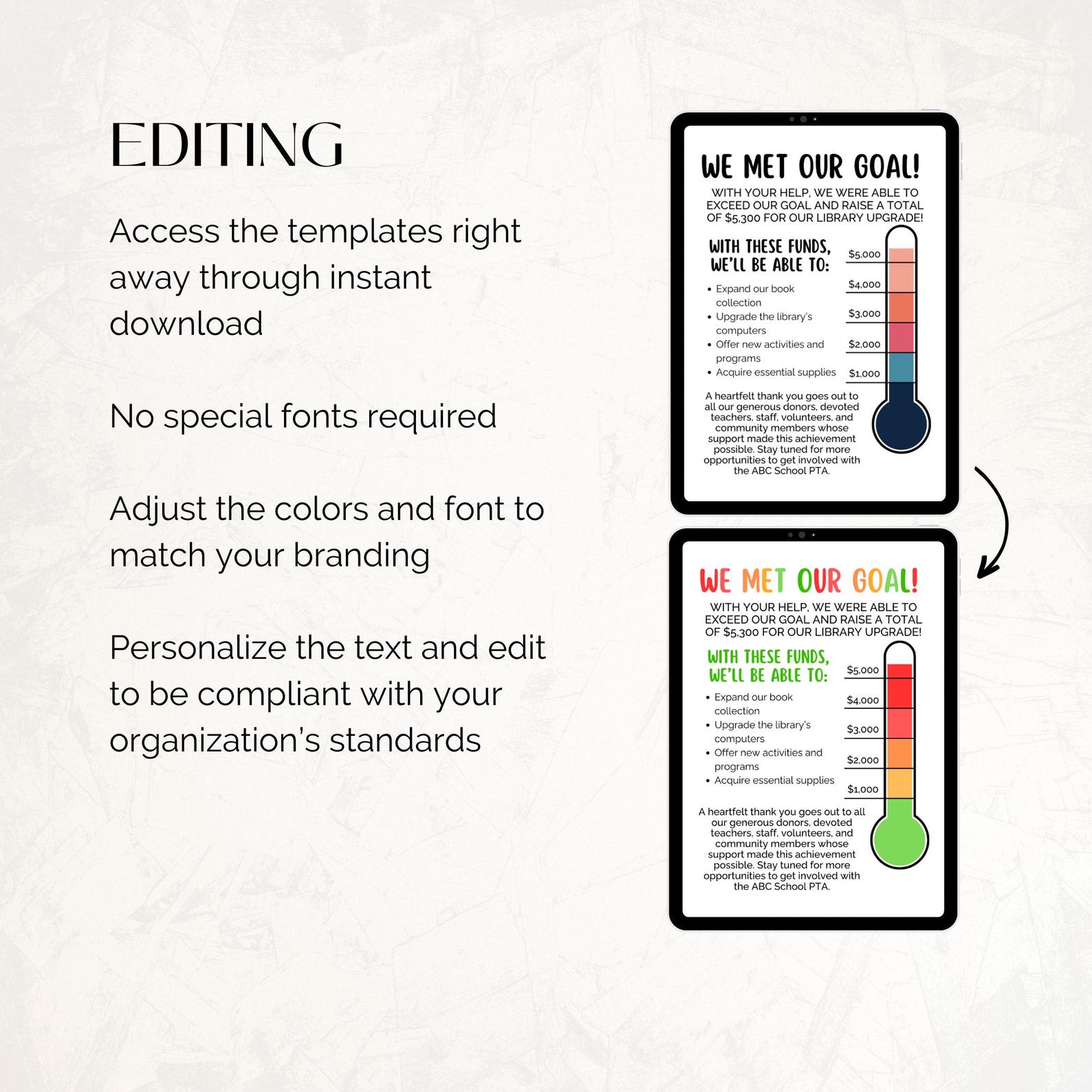 PTO Fundraiser Tracker Flyer Canva Template, Fundraising Thermometer ...
