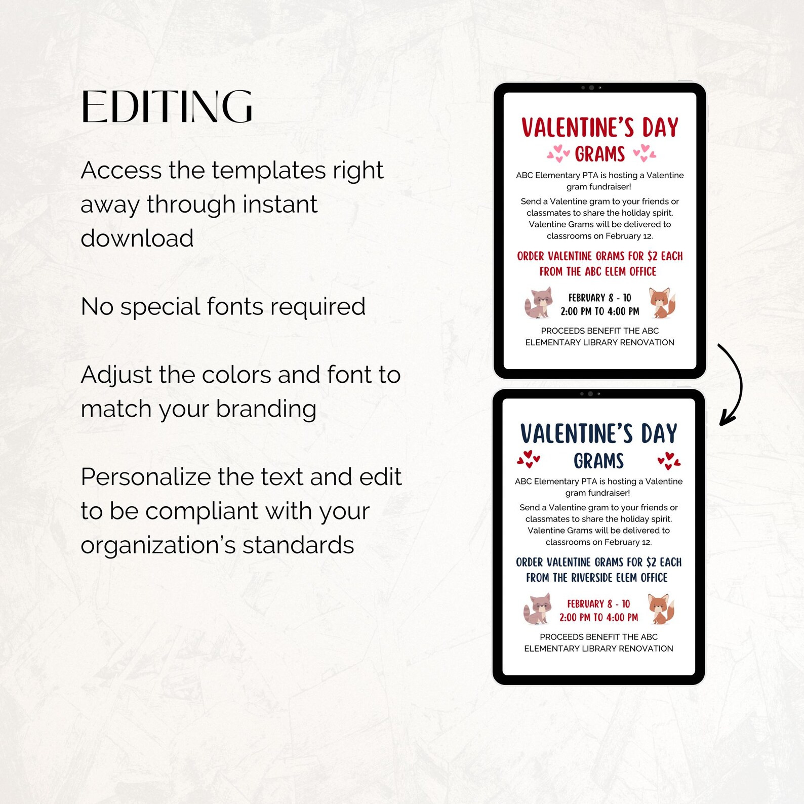 Valentines Day Gram Fundraiser Canva Template, Animal Valentine Candy ...