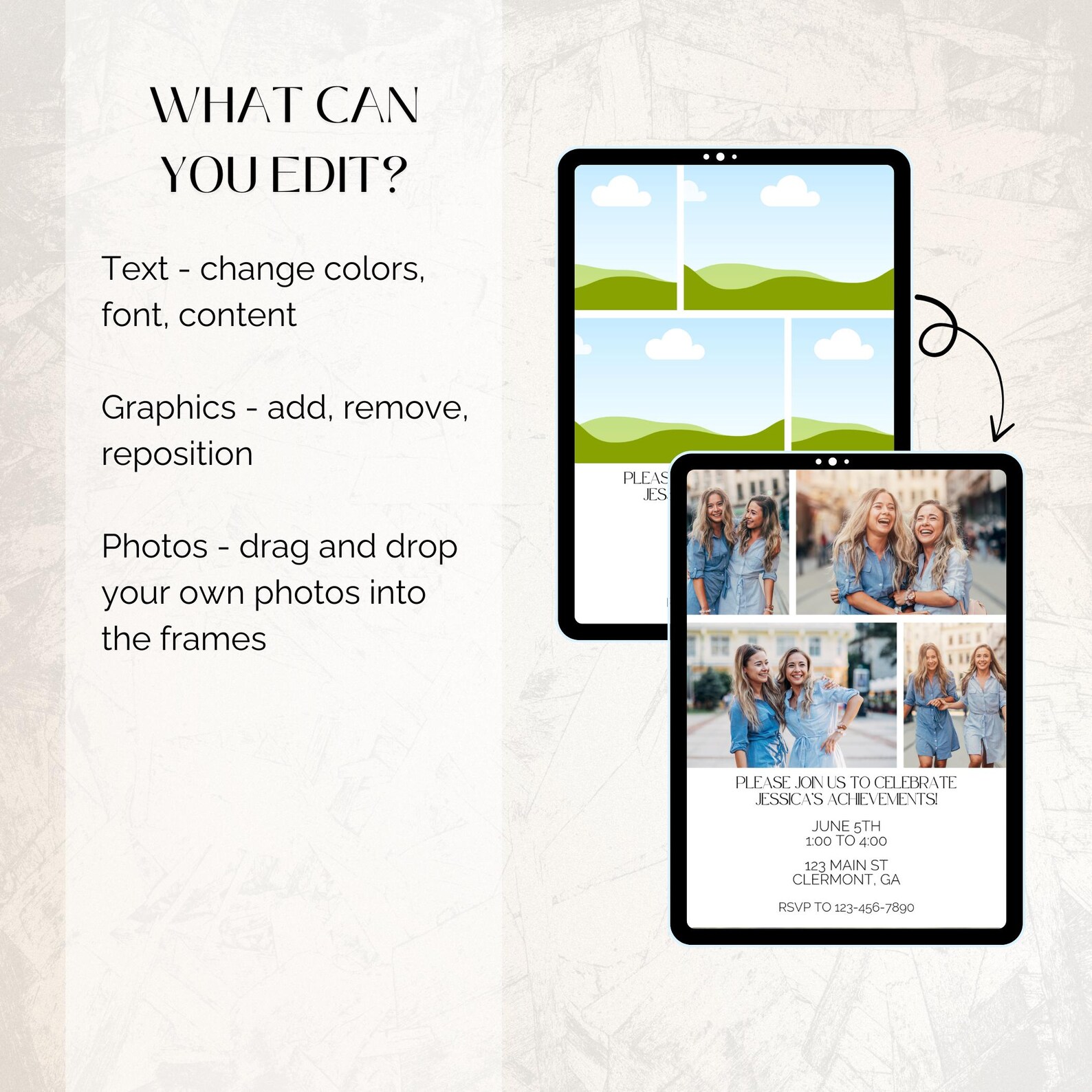 Graduation Invite for Twins Canva Template, Siblings Double Graduation ...