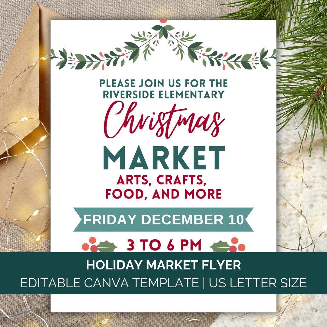 Christmas Market Flyer Canva Template, Christmas Craft Show Flyer ...