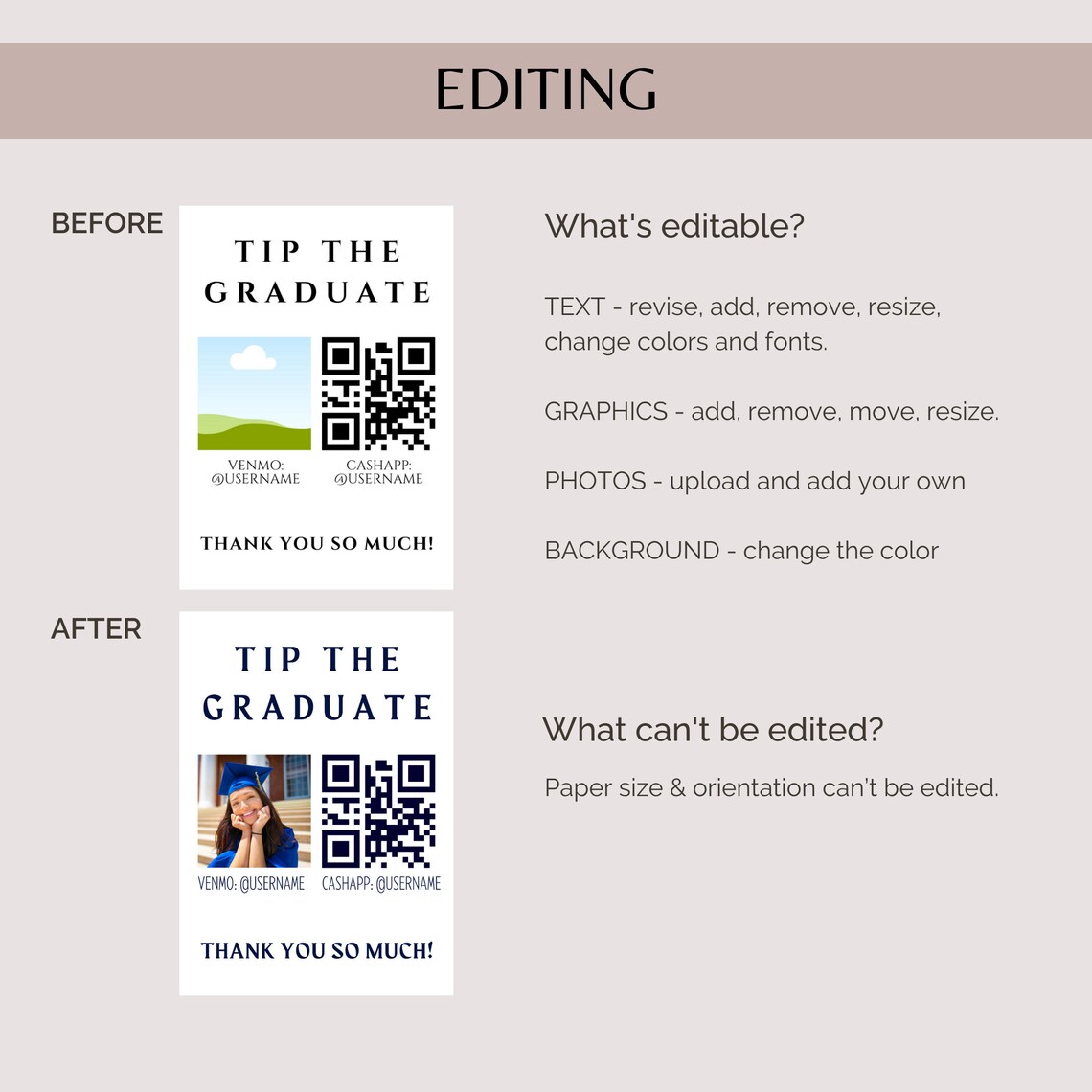 Tip the Graduate QR Code Sign, Graduation Qr Code Sign for Open House ...