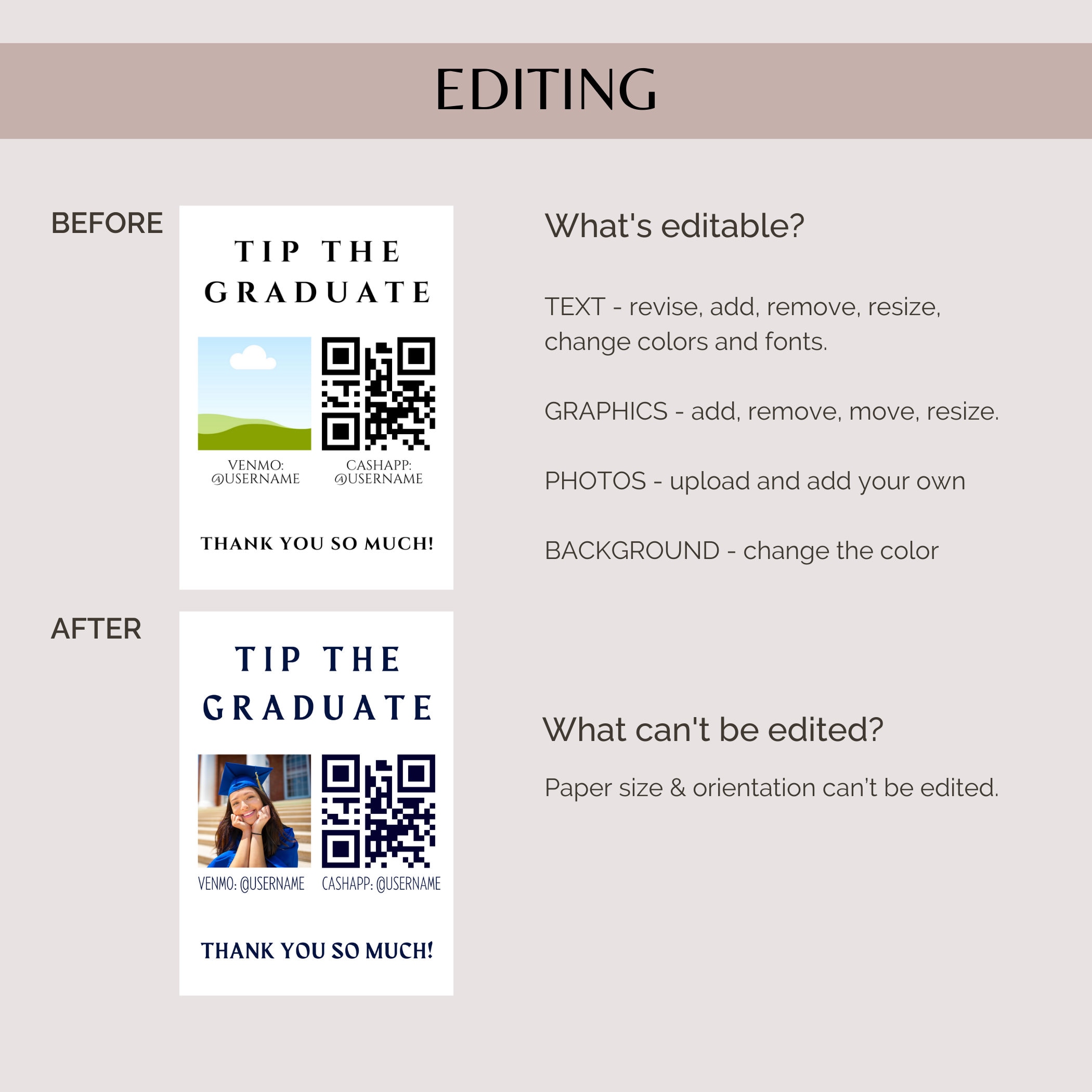Tip the Graduate QR Code Sign, Graduation Qr Code Sign for Open House ...