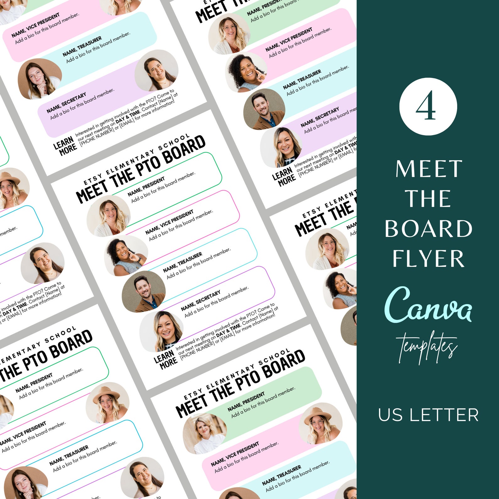 Meet the Board Flyer Template, Back to School PTA Board Introduction ...