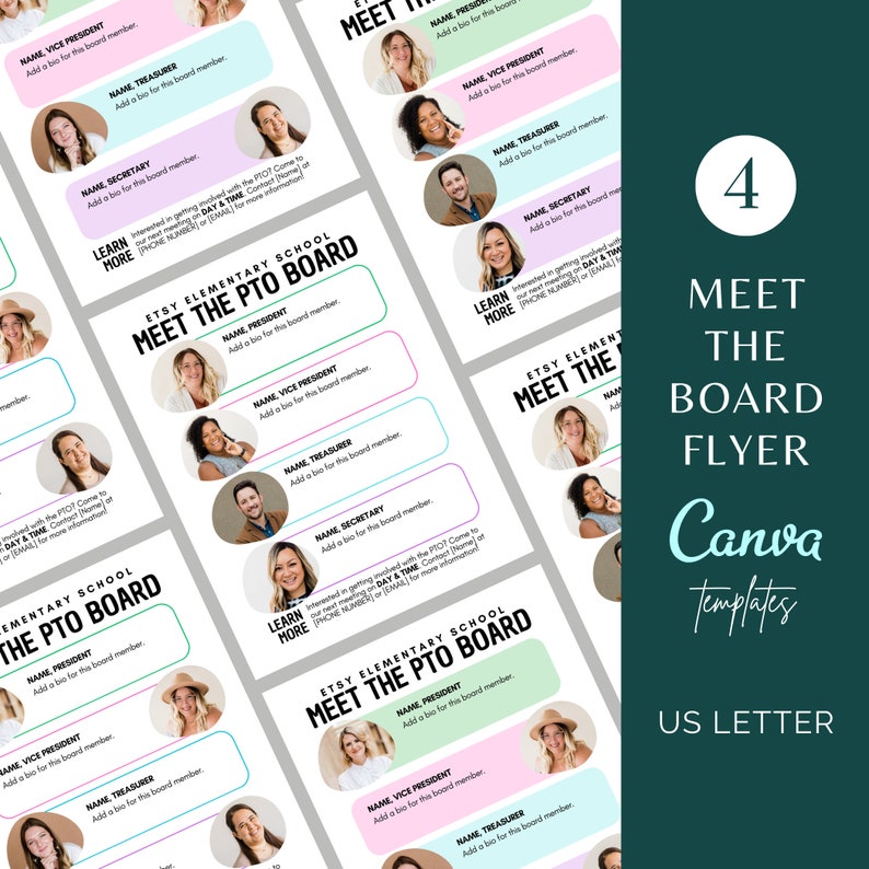 Meet the Board Flyer Template, Back to School PTA Board Introduction ...