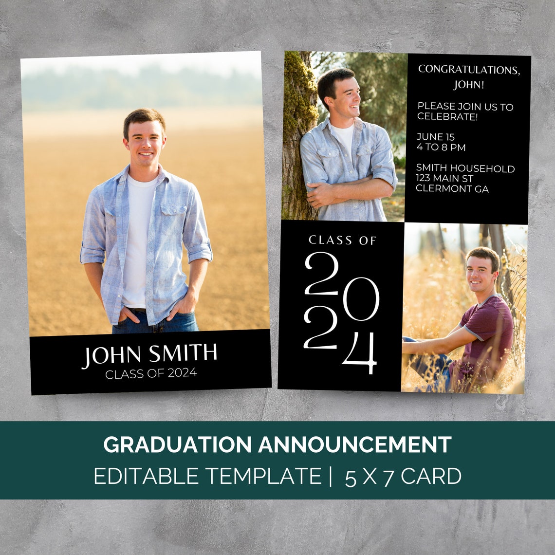 Male Graduation Invitation Template Guys, Graduation Invitation ...