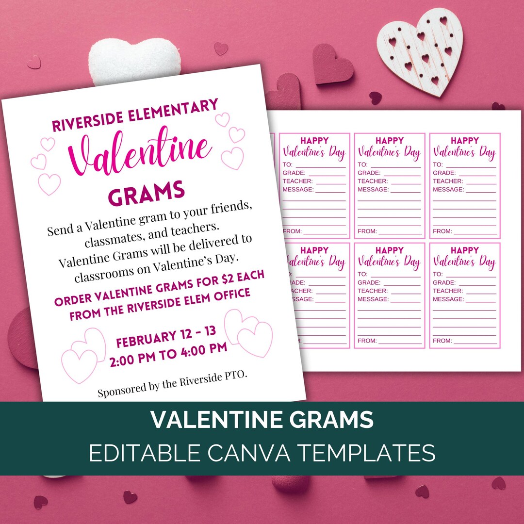 Valentine Gram Flyer Canva Template, Valentines Candy Fundraiser Event ...