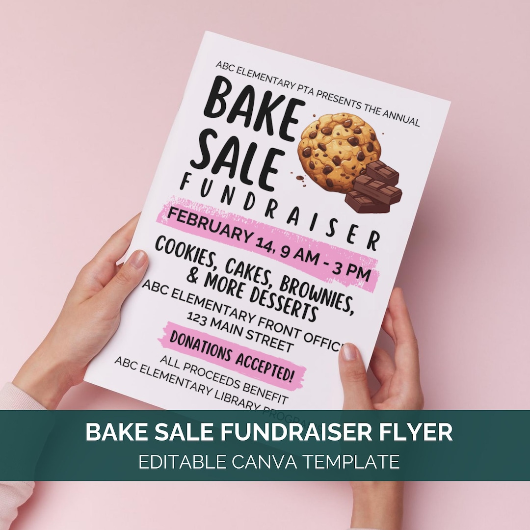 Bake Sale Fundraiser Flyer Canva Template, Valentine's Day Bake Sale ...