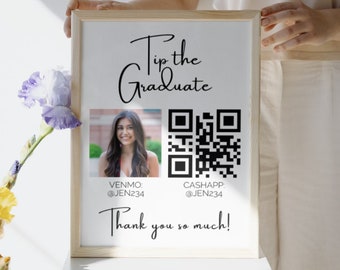 Tip the Graduate QR Code Sign, Graduation Qr Code Sign for Open House ...