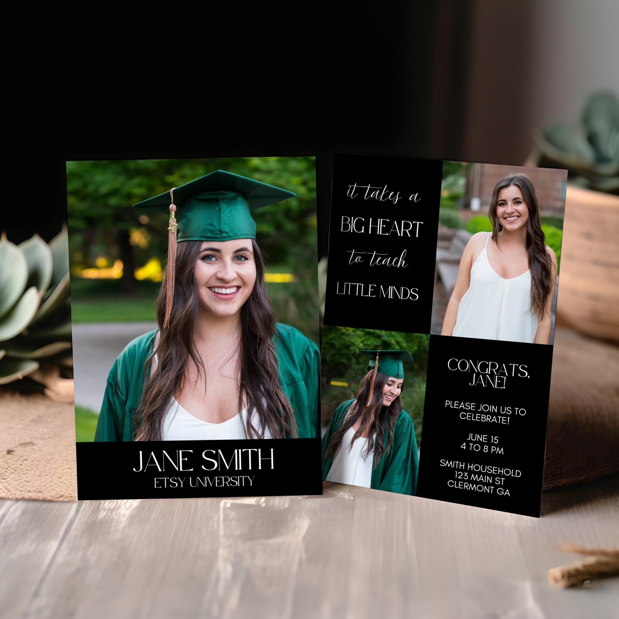 Education Graduation Invite Canva Template, Teacher Graduation ...