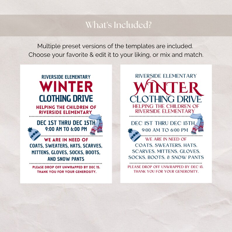 Winter Clothing Drive Flyer Template, Editable Christmas Clothing Drive ...