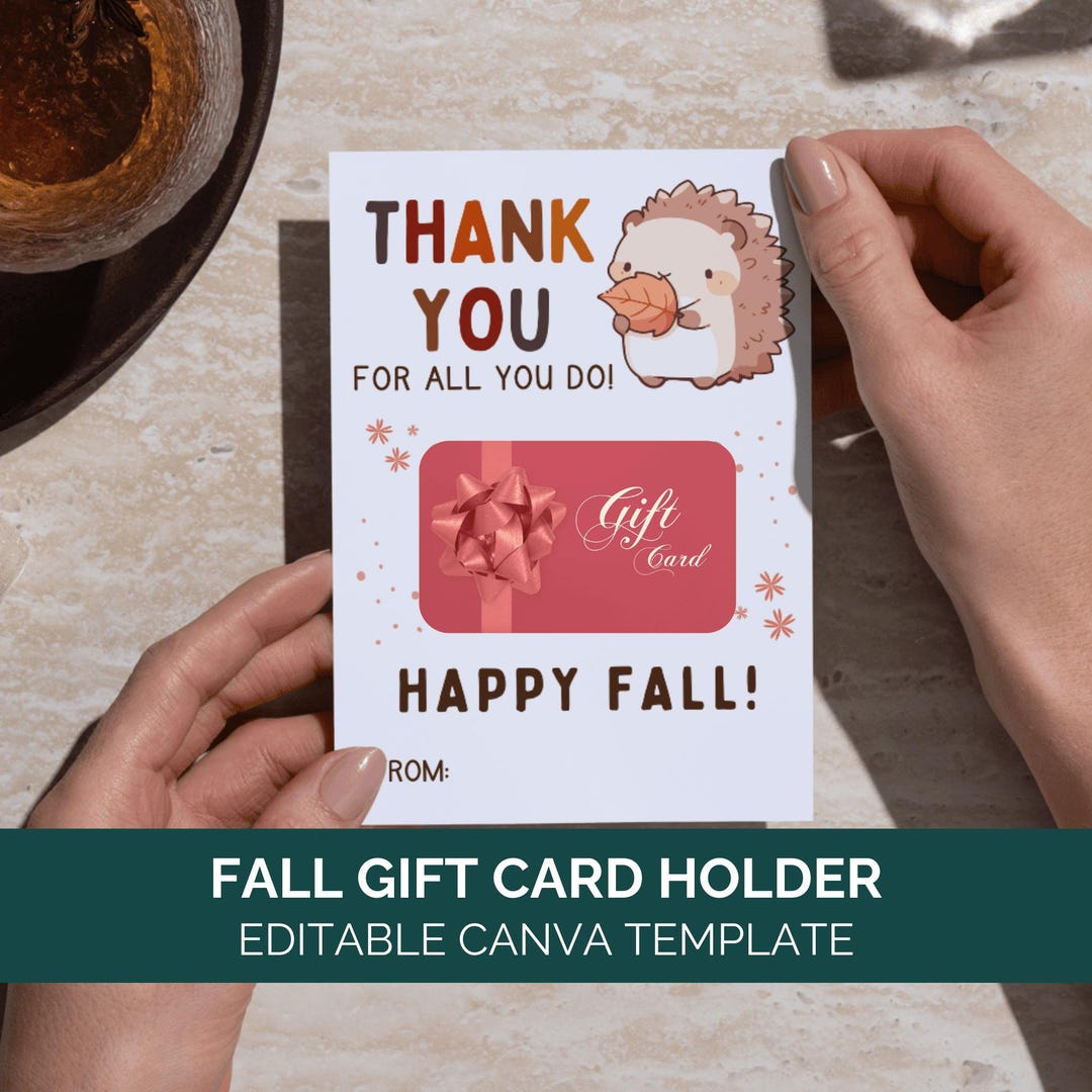 Thanksgiving Gift Card Holder Brew Canva Template, Fall Thank You Gift ...