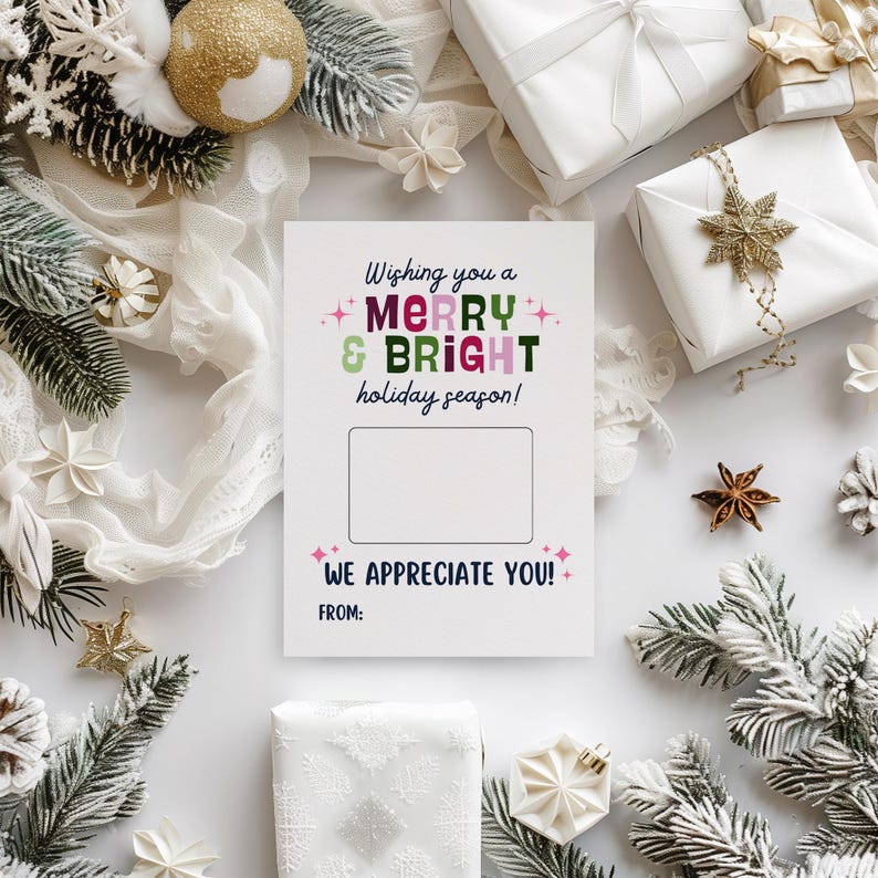 Merry and Bright Gift Card Holder Canva Template, Merry Christmas Gift ...