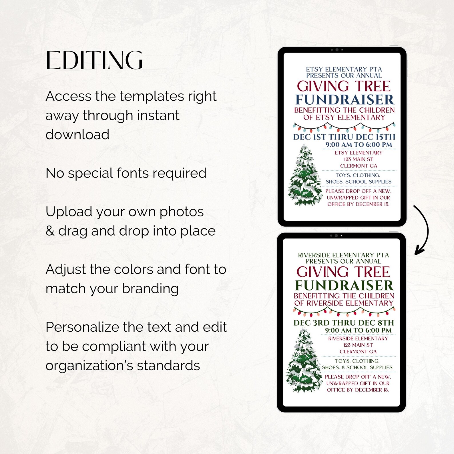 Giving Tree Flyer Template, Giving Tree Tags Printable, Angel Tree Sign ...