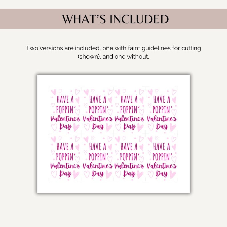 Poppin Valentines Day Tag, Popcorn Valentine Printable Editable ...