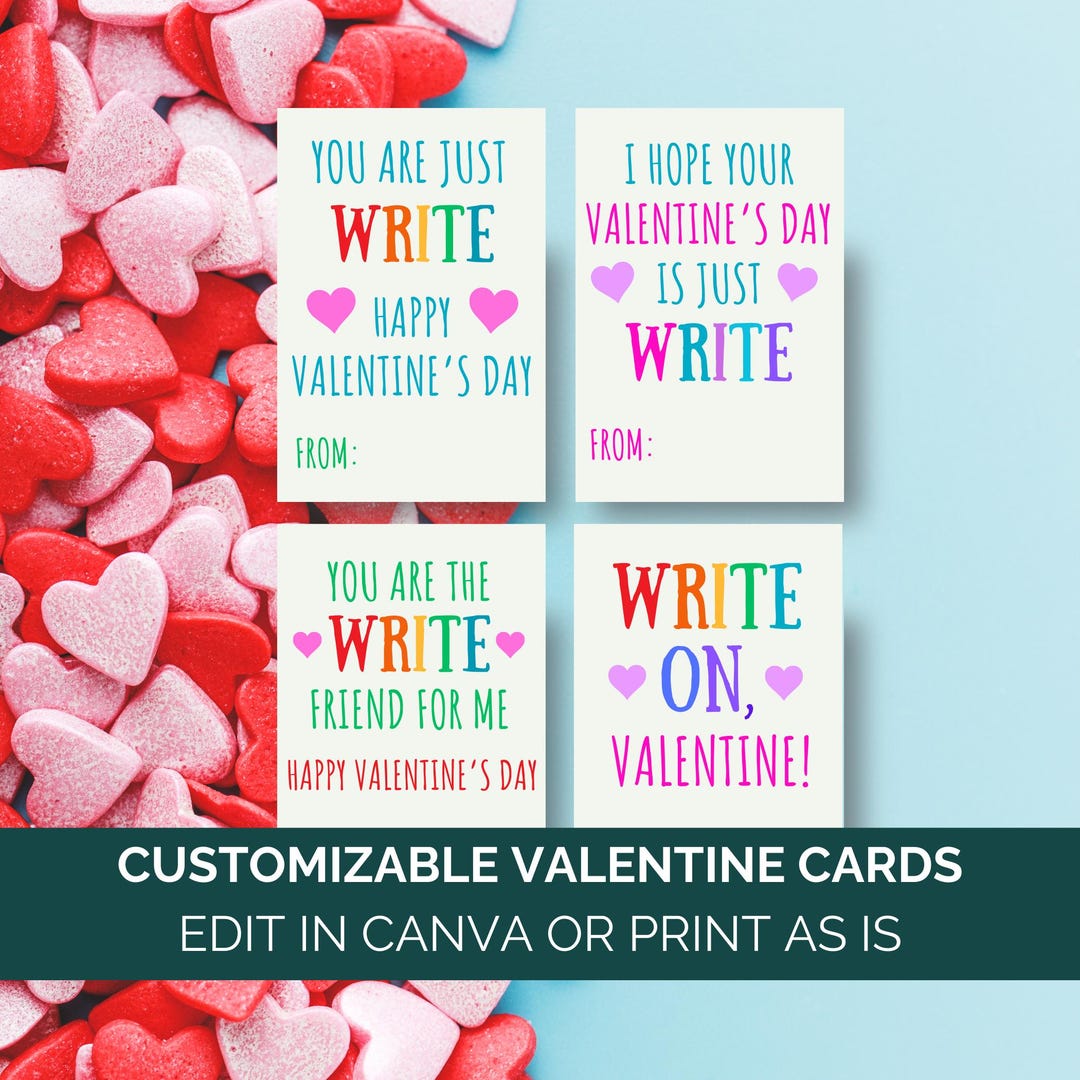 You Are Just Write Valentine Card Canva Template, Colored Pencils ...