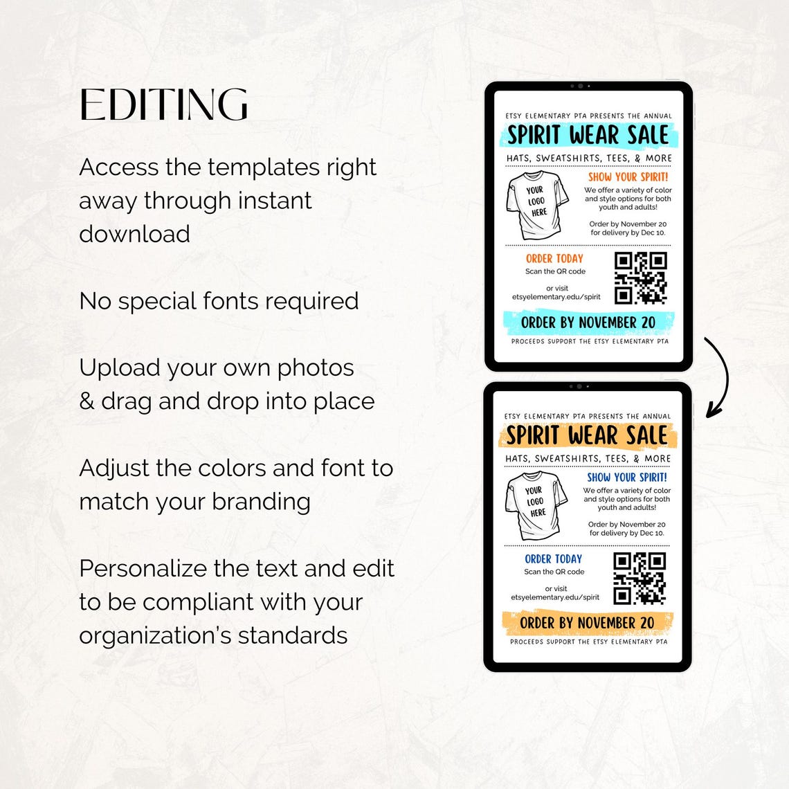 School Spirit Wear Sale Flyer Canva Template, PTO Shirt Fundraiser ...