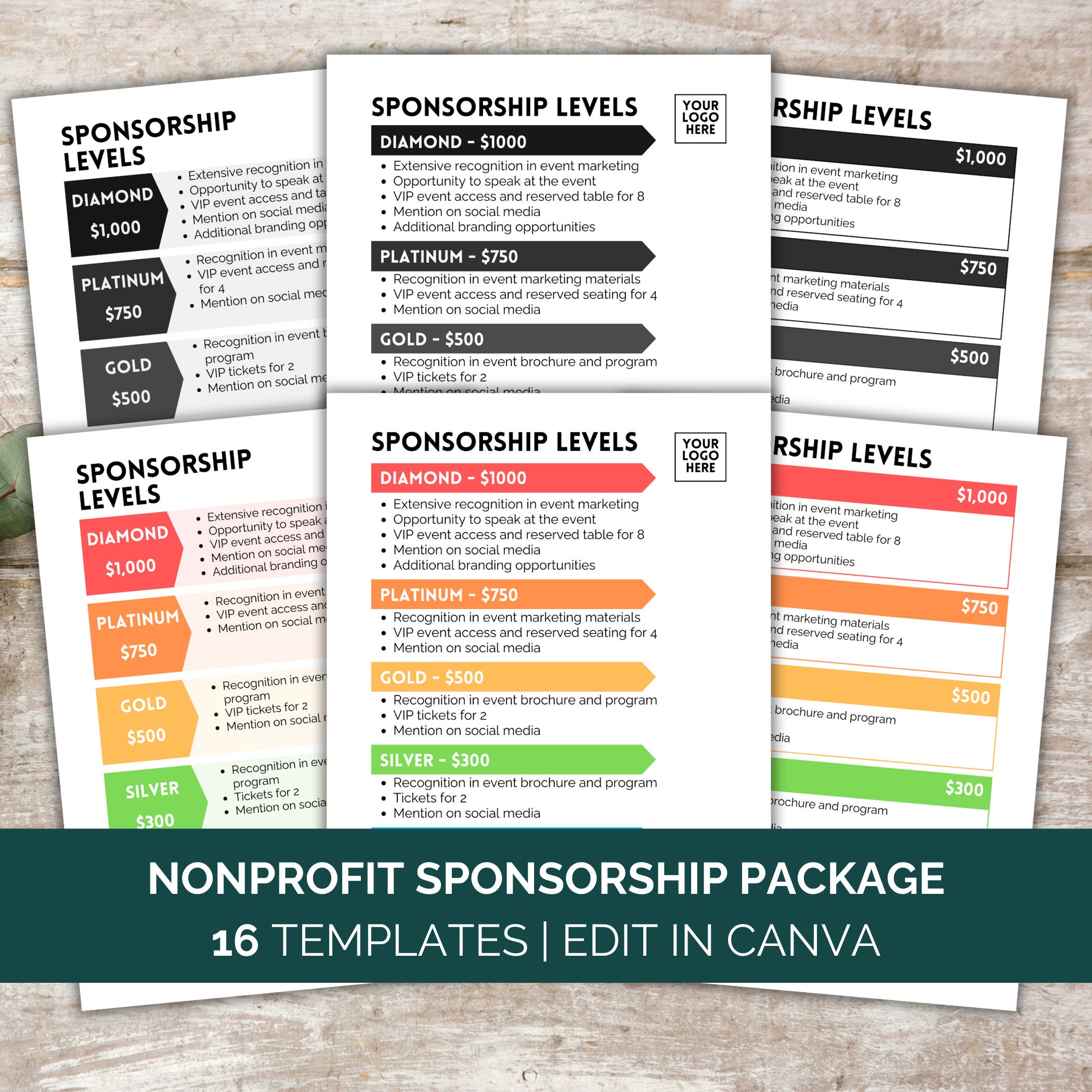 Sponsorship Levels Template, Nonprofit Sponsor Level Flyer, Nonprofit ...