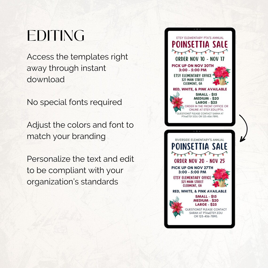 Poinsettia Sale Flyer Canva Template, Christmas Poinsettia Fundraiser ...