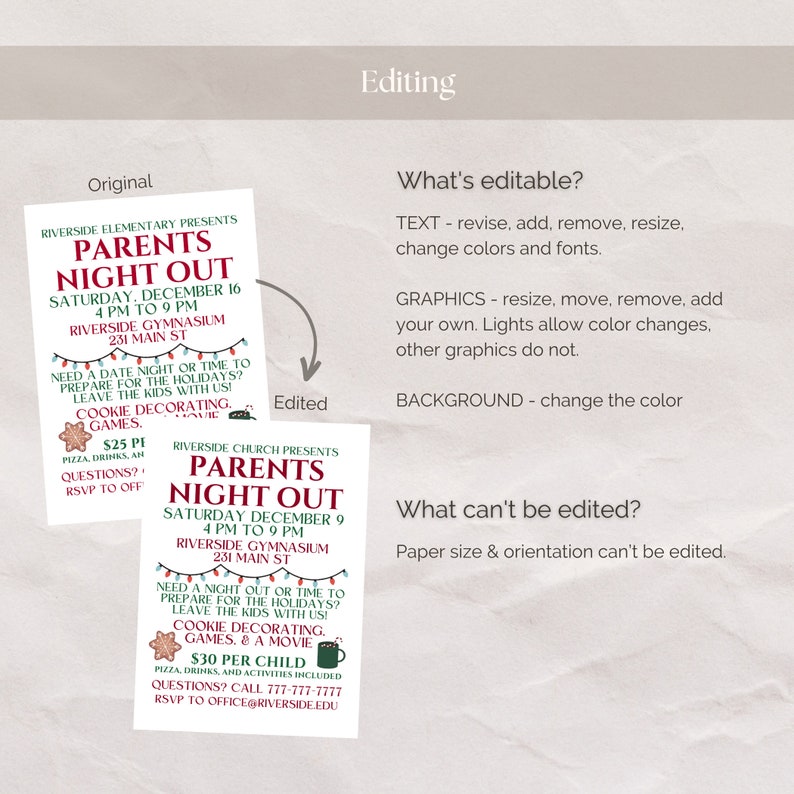 Parents Night Out Flyer Template, Christmas Parents Night Out ...