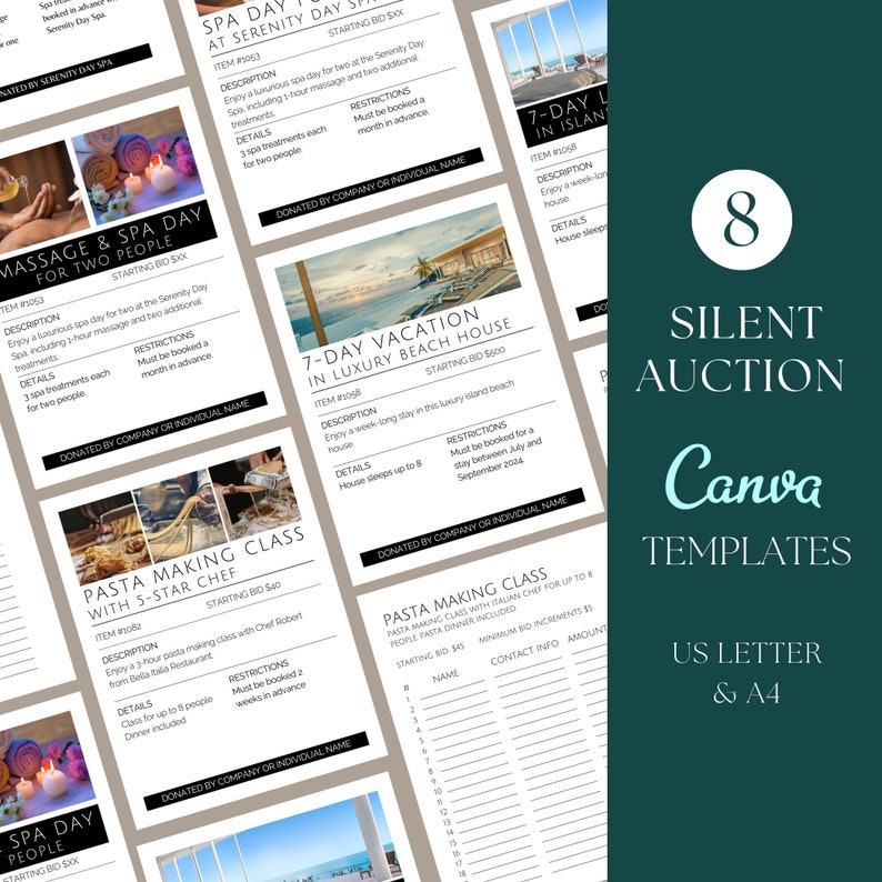 Editable Silent Auction Item Template and Bid Sheet - Etsy