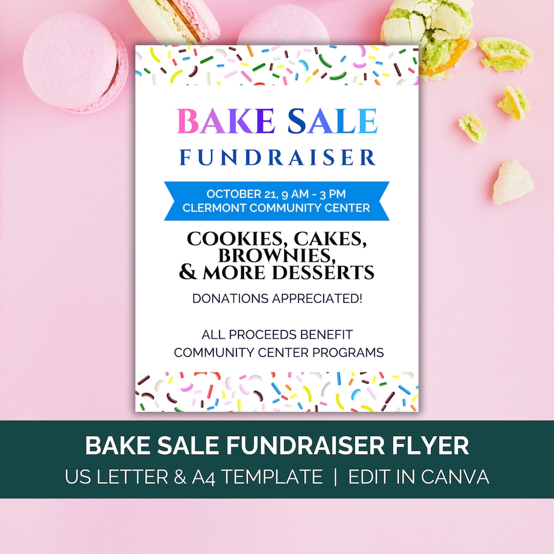 Bake Sale Flyer Template, PTA Bake Sale Fundraiser Flyer, Editable ...