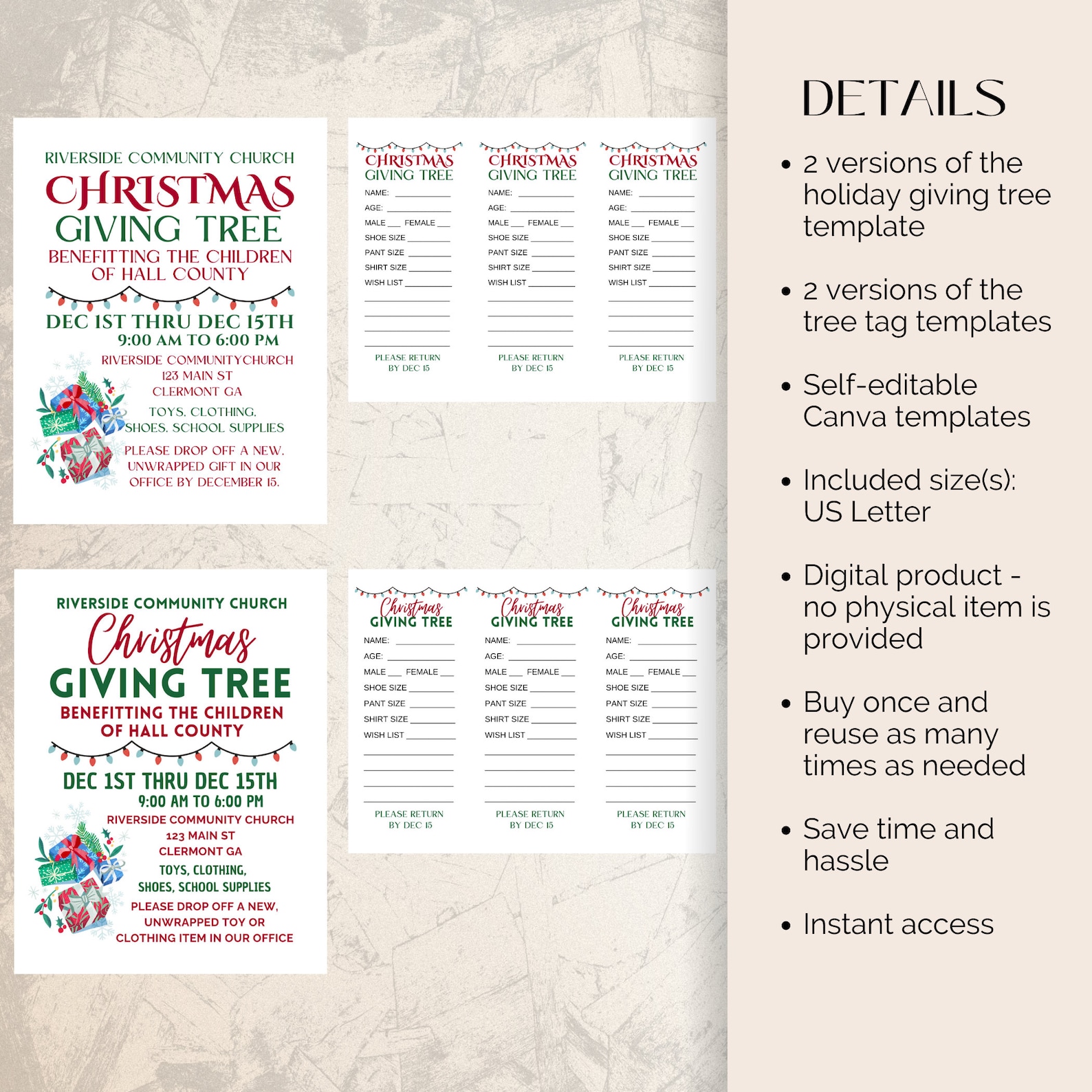 Giving Tree Flyer Template, Giving Tree Tags Printable, Angel Tree Sign ...