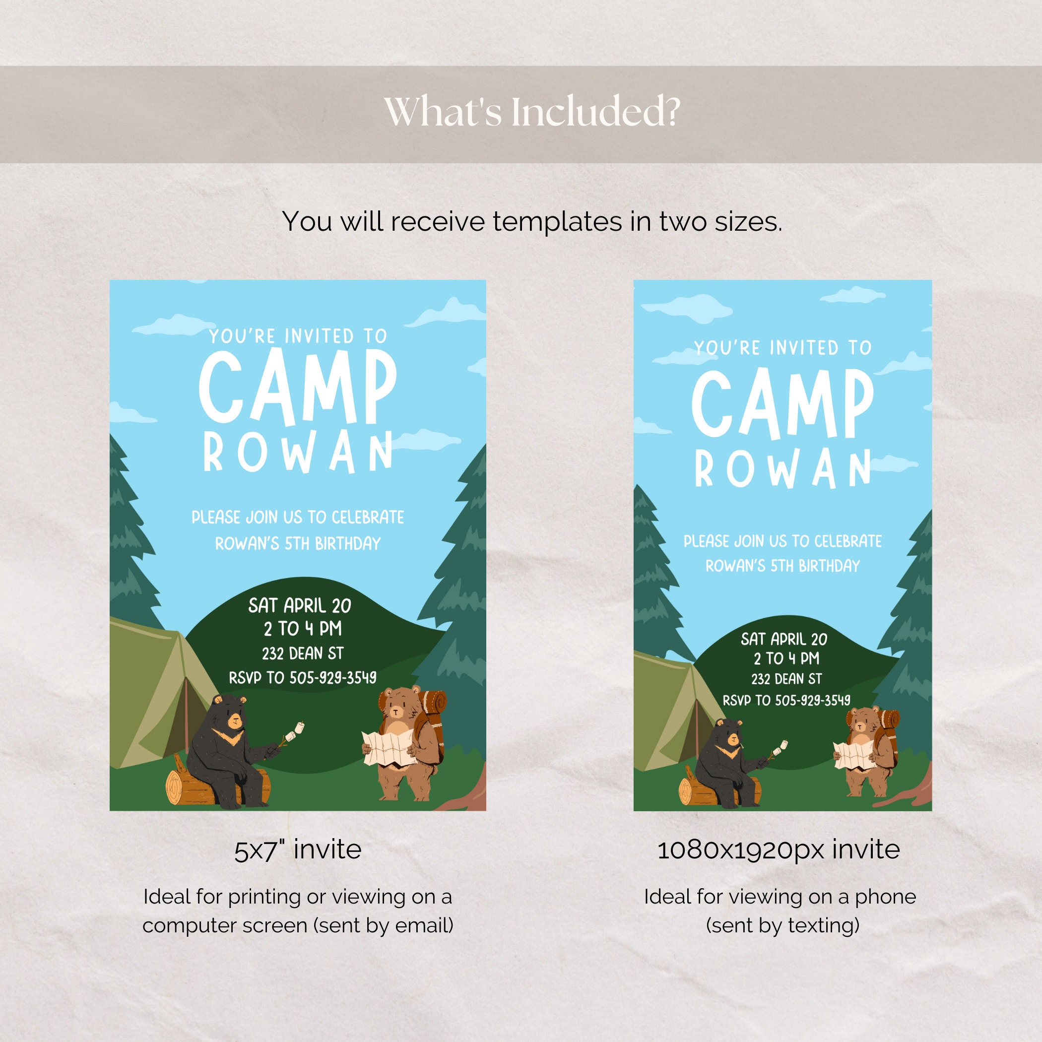 Camp Theme Birthday Invite Template, Summer Camp Themed Birthday ...
