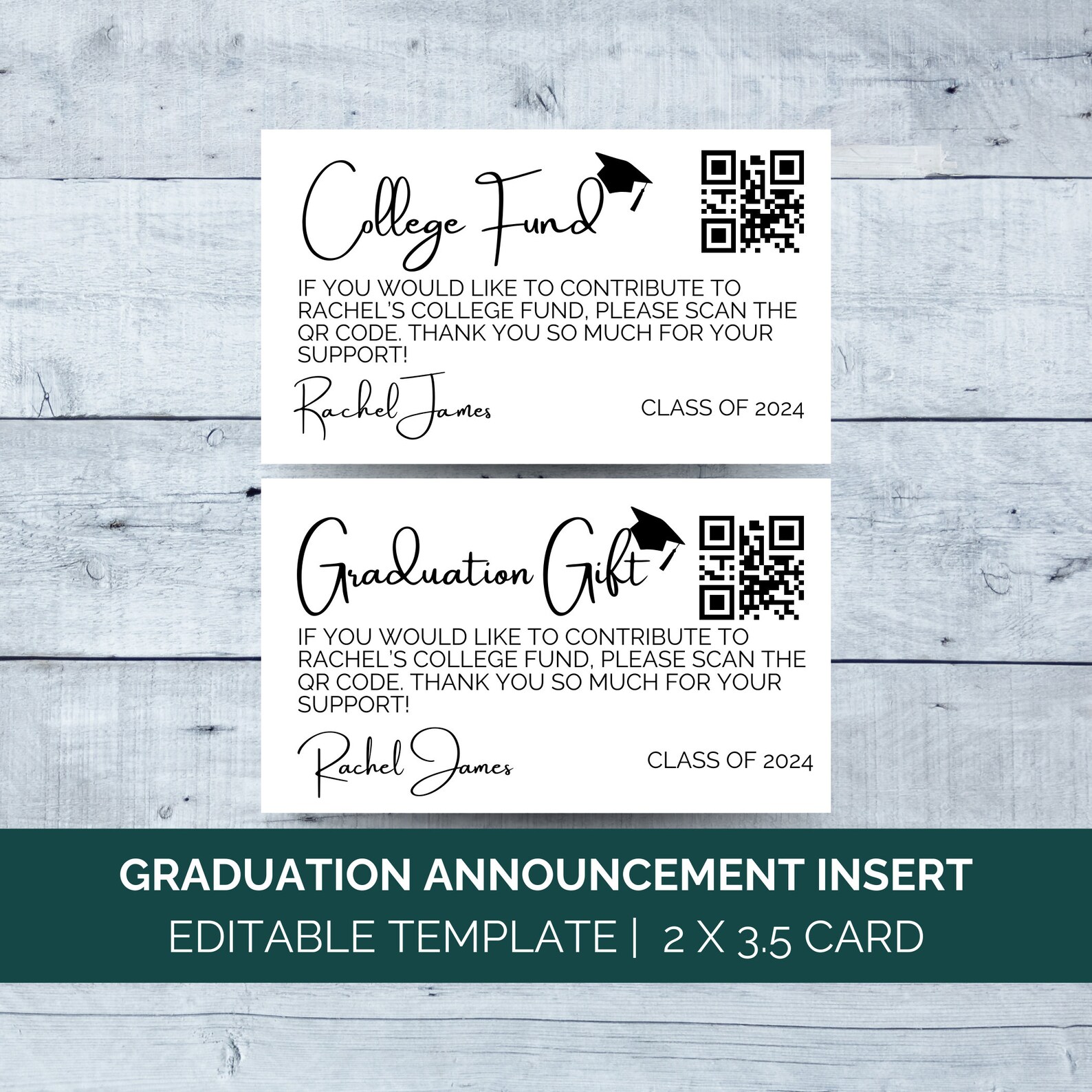 Graduation QR Code Insert Card, Editable Graduation Party Invitation ...