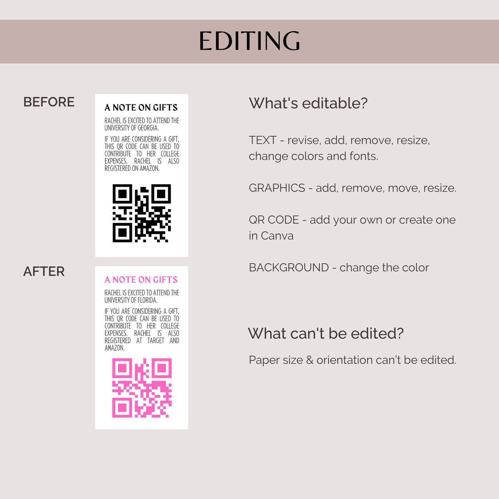 Graduation Party Invitation Insert Card Canva Template, Graduation QR ...