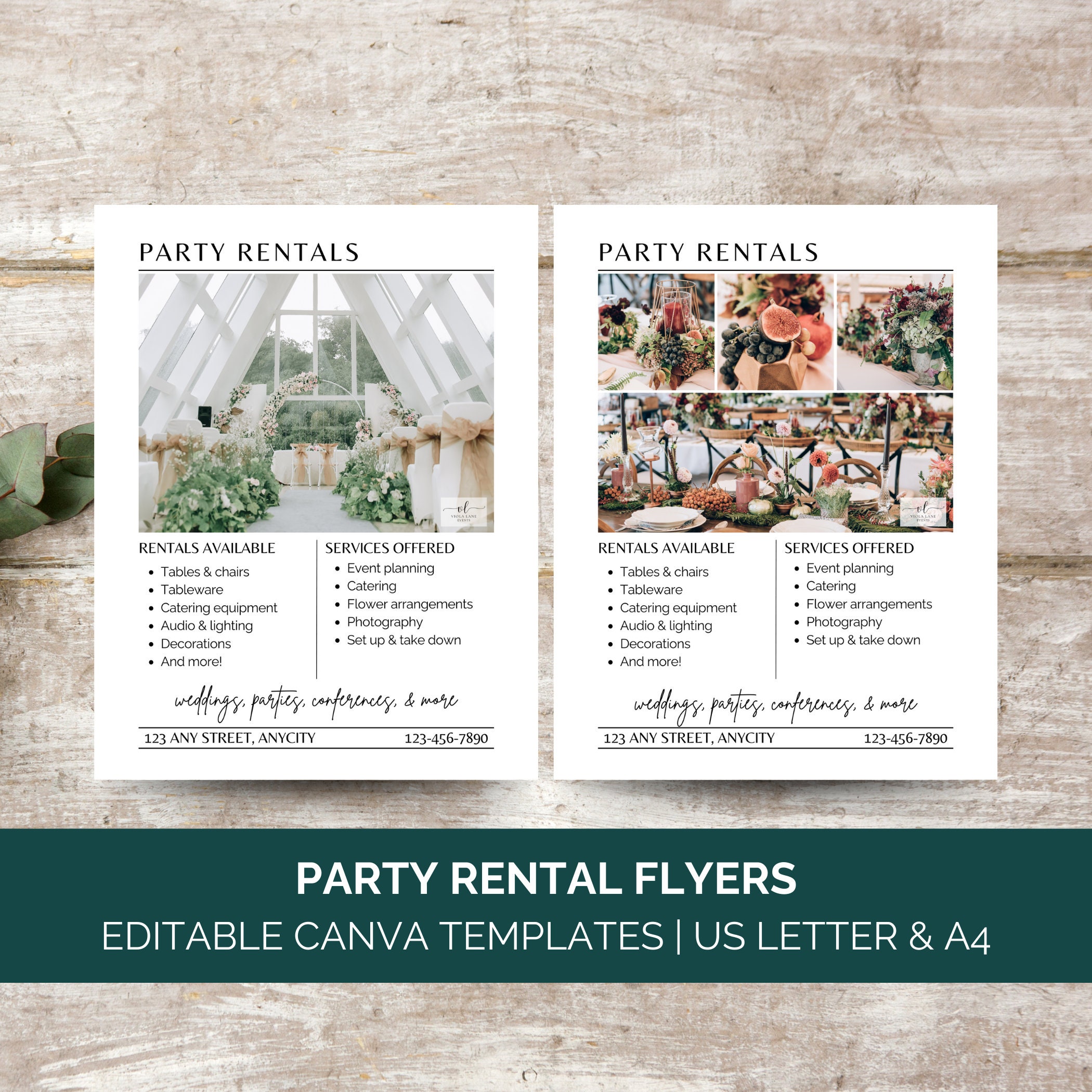 Editable Party Rental Flyer, Printable Party Rental Decor Flyers Canva ...