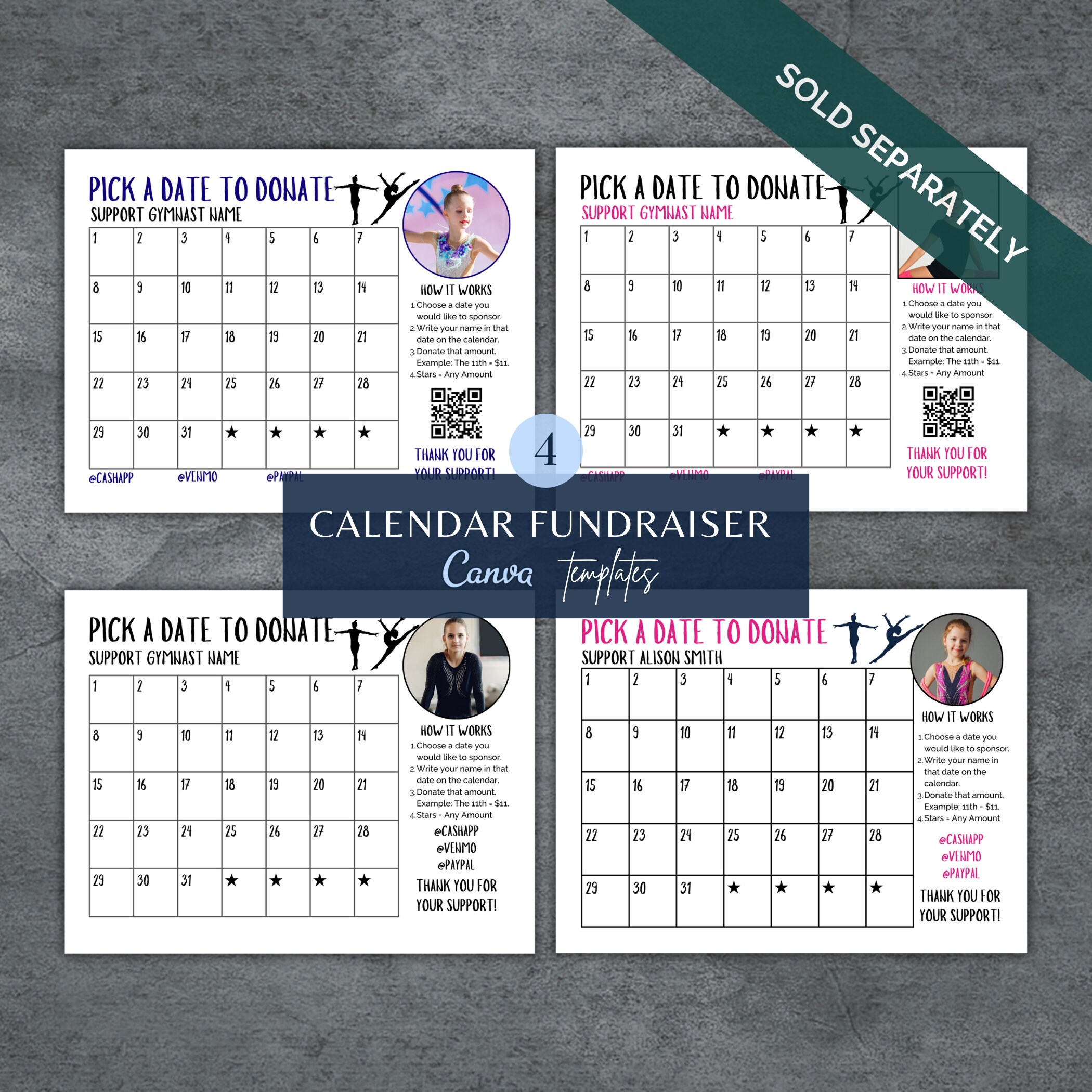 Dance Team Fundraiser Editable, Pick A Date to Donate Calendar for ...