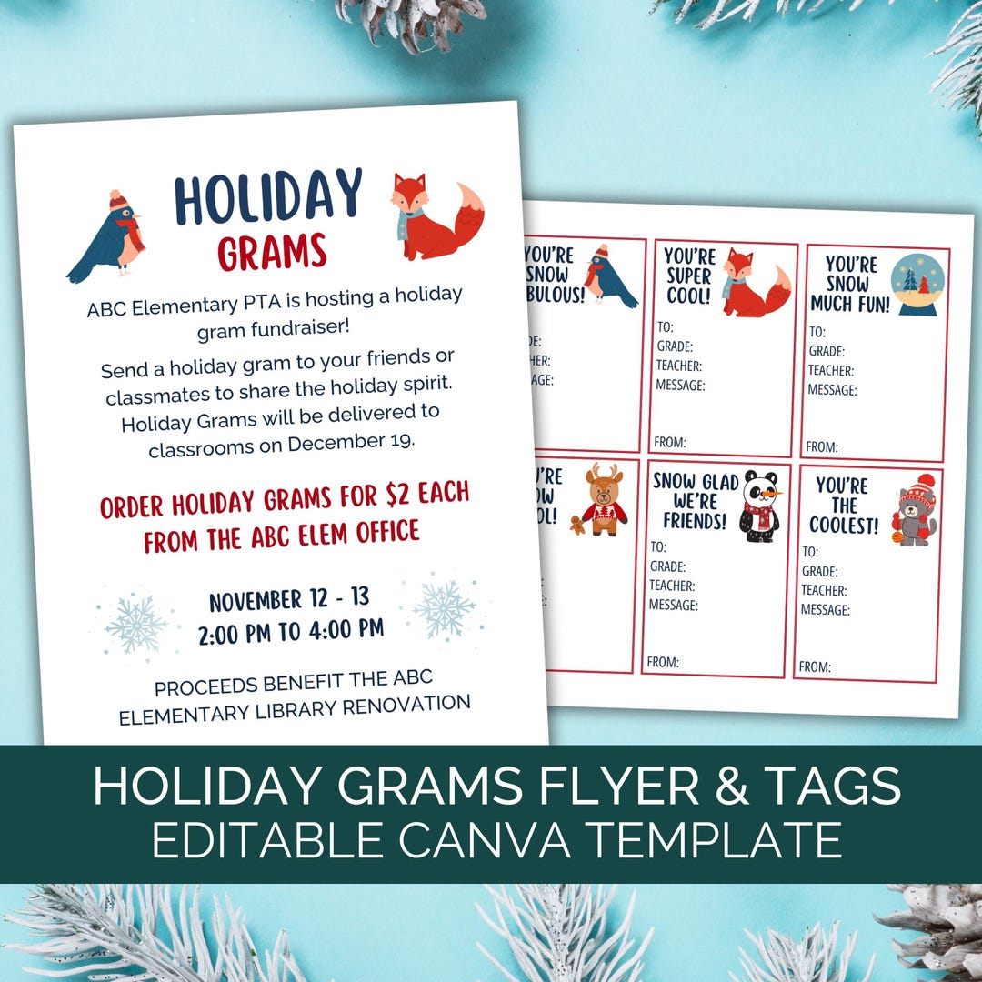 Christmas Candy Cane Gram Fundraiser Canva Template, Holiday Grams ...