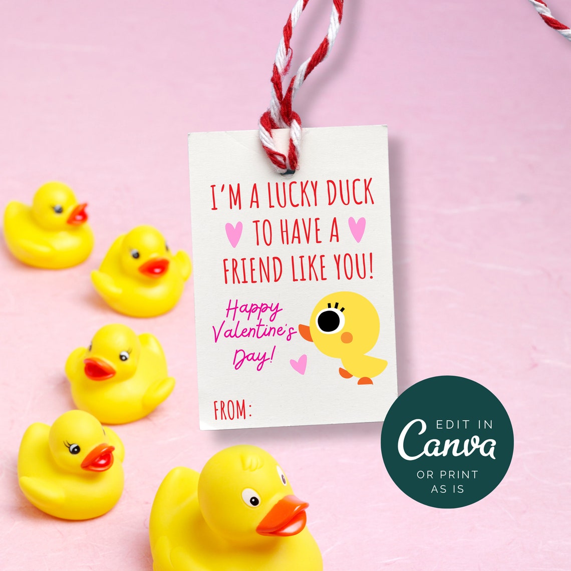 I'm A Lucky Duck Valentine Printable Tag, Lucky Duck Valentine Template ...