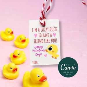 I'm A Lucky Duck Valentine Printable Tag, Lucky Duck Valentine Template ...