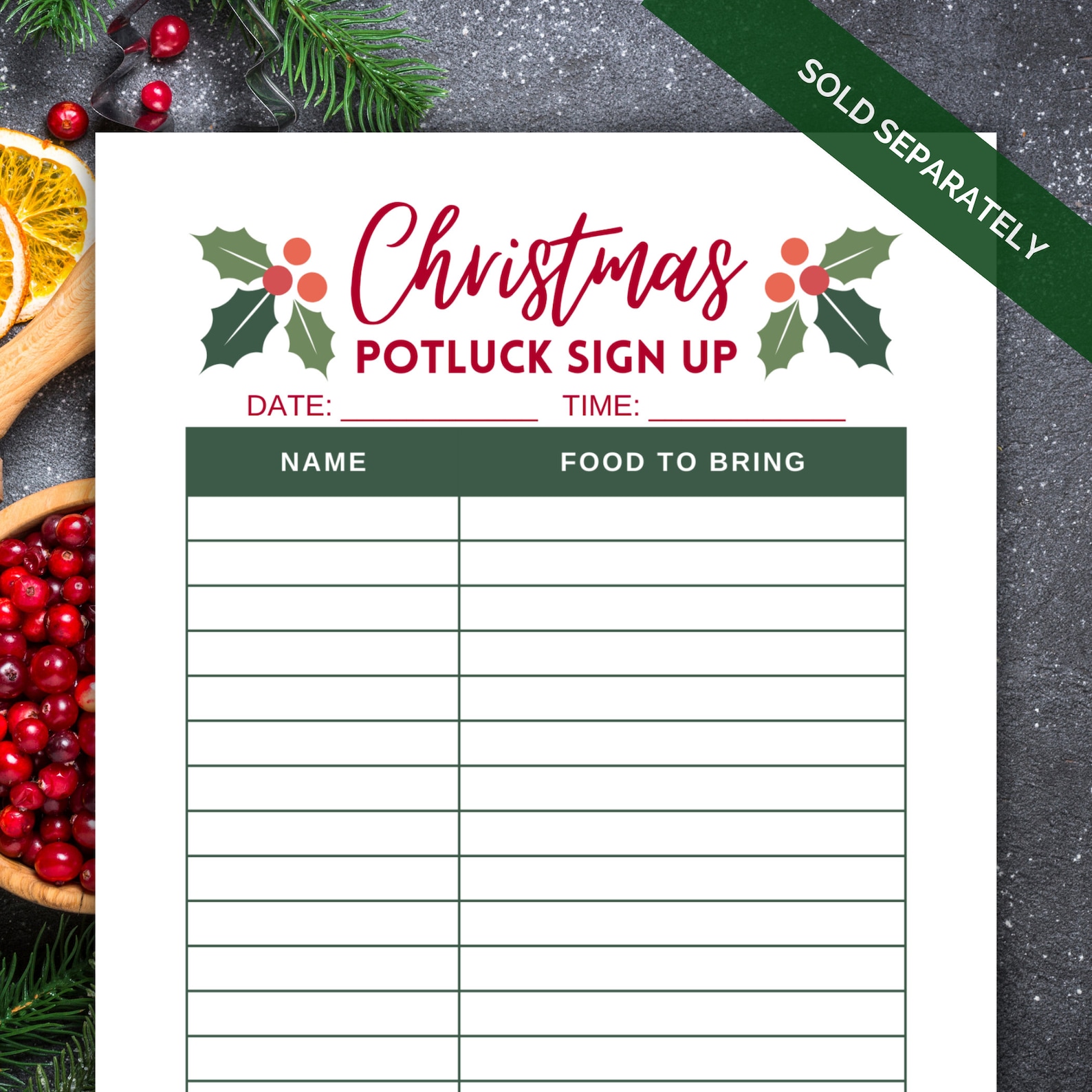 Holiday Potluck Flyer Templates, Winter Potluck Sign, Christmas Office ...