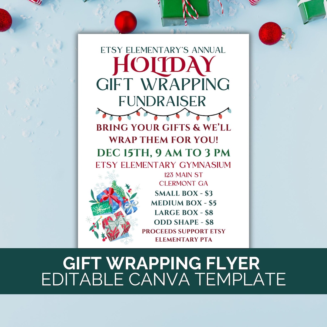 Holiday Gift Wrapping Flyer Canva Template, Christmas Gift Wrap ...
