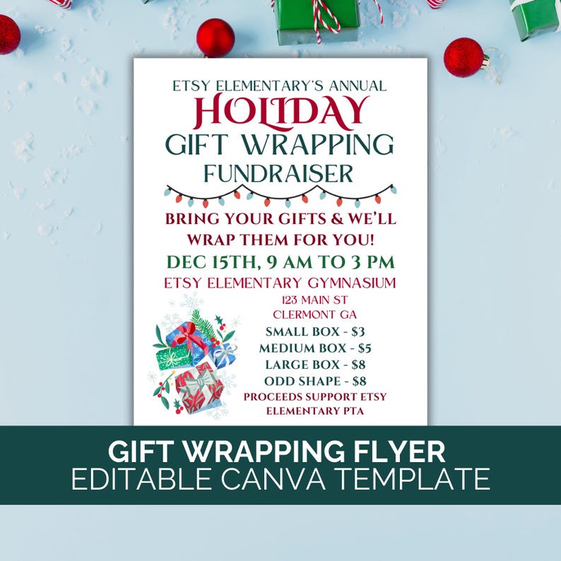 Holiday Gift Wrapping Flyer Canva Template, Christmas Gift Wrap ...