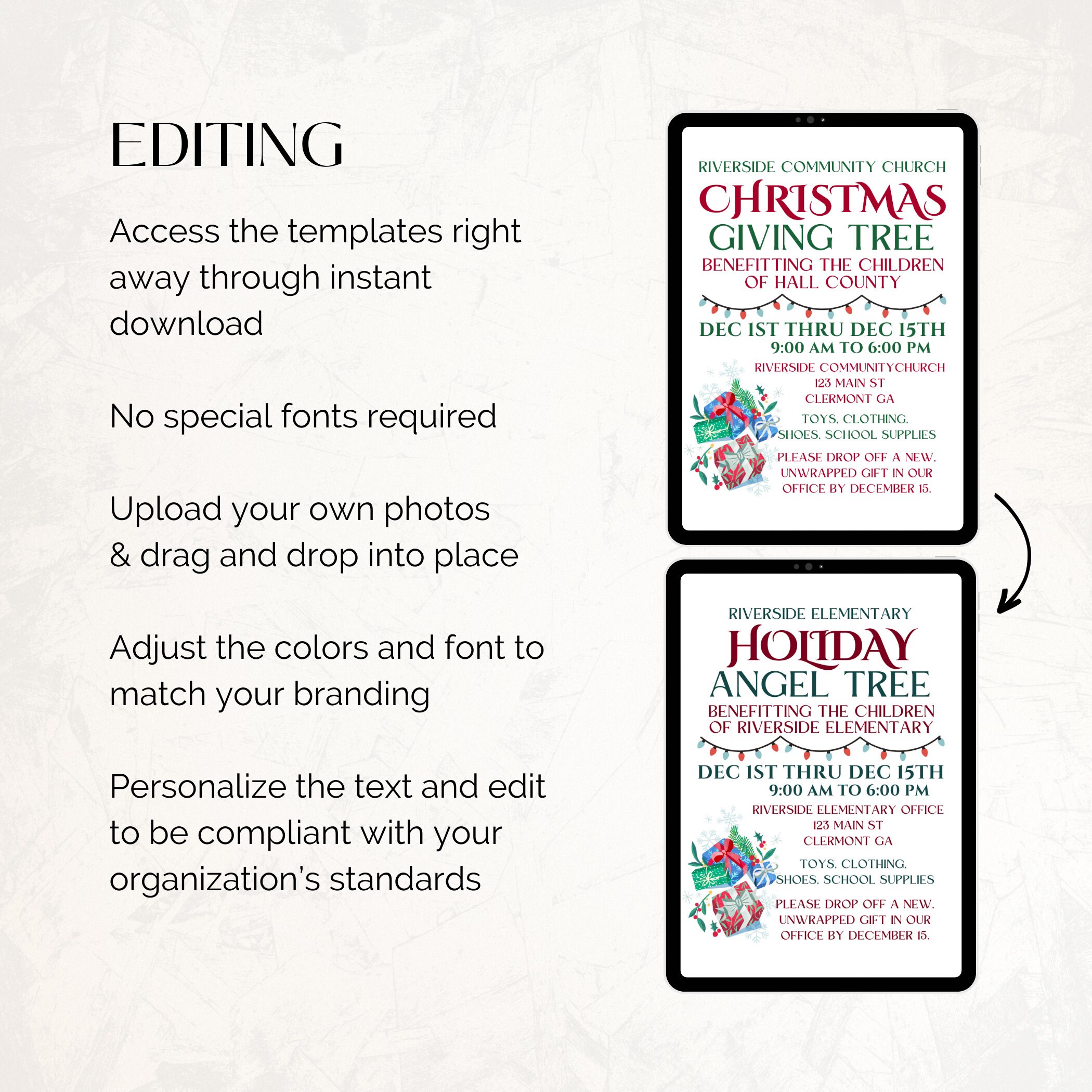 Giving Tree Flyer Template, Giving Tree Tags Printable, Angel Tree Sign ...