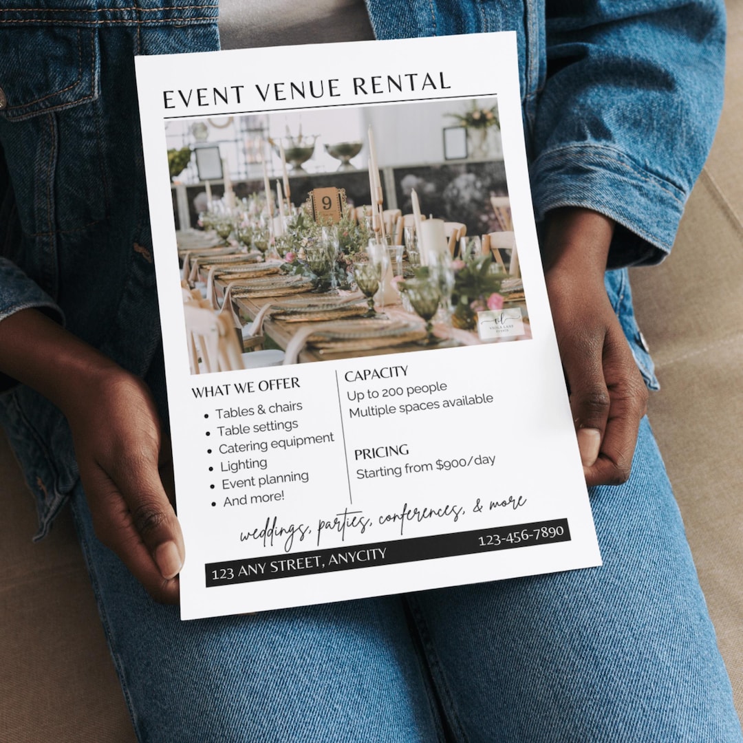 Event Venue Rental Flyer Canva Template, Event Space Rental Flyer ...