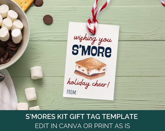 Editable S'mores Fun Gift Tag Template, Birthday Favor Tag S'more Tags ...