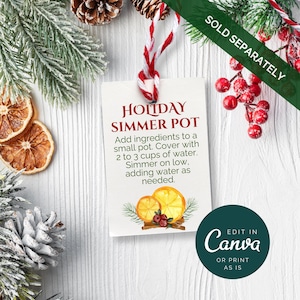 Christmas Simmer Pot Tag, Holiday Stovetop Potpourri Gift Tag ...