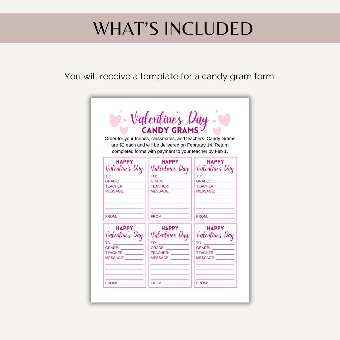 Valentines Candy Gram Fundraiser, Valentine Candy Gram Flyer, Valentine ...
