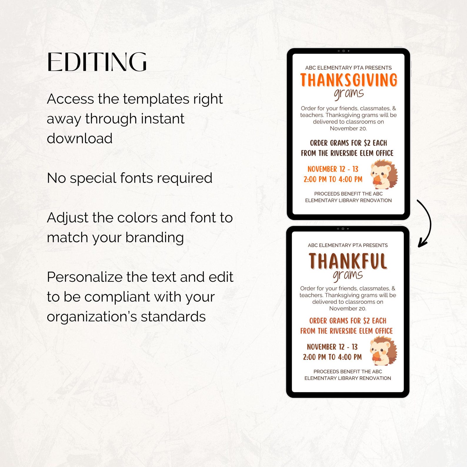 Thanksgiving Gram Flyer Canva Template, Fall Candy Fundraiser, Thankful ...