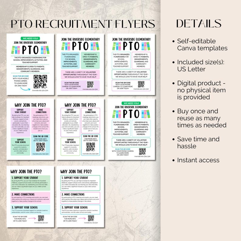 Parent Teacher Flyers Canva Template Bundle, Why Join the PTO Flyer ...