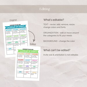 Editable PTA Calendar of Events Flyer, PTO Schedule Flyer, Printable ...